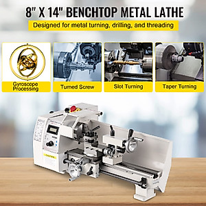 VEVOR Mini Metal Lathe 8"x14", Mini Lathe Machine 2250 PRM Variable Speed Change,Precision Mini Lathe 600W Metal Working Lathe, Small Metal Lathe, Milling Machine for Various Types of Metal Turning