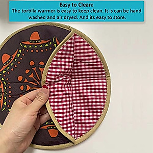 Tortilla warmers / server TWO SIDED – Double print Protected and Microwaveable –Keeps food warm up to one hour Perfect for picnics parties Corn , vegetables ,beans & Flour. (a32)