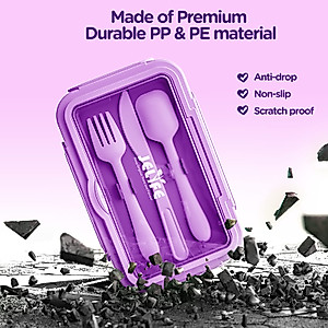 Jelife Lunch Box Kids Bento Box - Large Bento-Style Leakproof 4 Compartments Kids Lunchbox Food Containers with Utensils for Back to School, Reusable On-the-Go Meal and Snack Packing, Purple