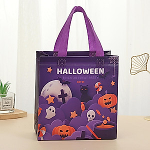MOMOJULI 8PCS Halloween Trick or Treat Bags，Small Non-Woven Halloween Tote Bags with Handles Reusable Goodie Gift Bags Multifunctional Halloween Party Favors Supplies 7.9"×7.9"×3.15"