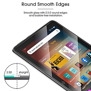 OMOTON Screen Protector for New Amazon Kindle Fire HD 8/8 Plus/Kids/Kids Pro Tablet(2024/2022/2020, 12th/10th Generation, 8 inch), Tempered Glass/9H Hardness/Case Friendly, 2 Pack