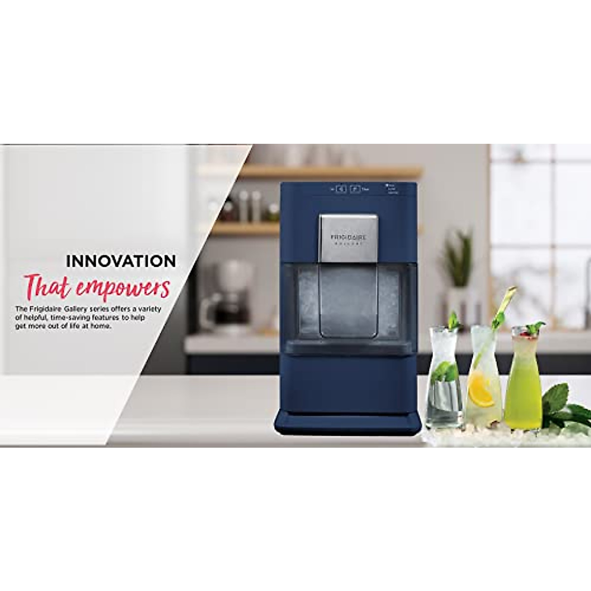 FRIGIDAIRE Gallery EFIC255 Countertop Crunchy Chewable Nugget Ice Maker, 44lbs per Day, Auto Self Cleaning, 2.0 Gen, Navy