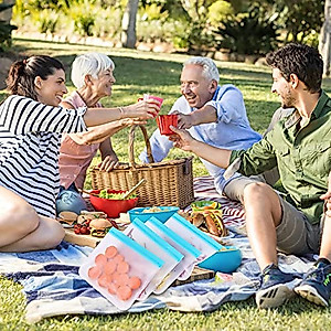 Reusable Food Storage Bags- 24 Pack Reusable Ziploc Bags (8 Reusable Gallon Bags + 8 Reusable Sandwich Bags + 8 Reusable Snack Bags)，Silicone Food Bags for Meat Fruits and Vegetables.