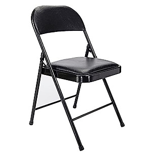 Westerly 2 Pack Black Steel Vinyl Padded Metal Folding Chair Portable Stackable for Home Office Event
