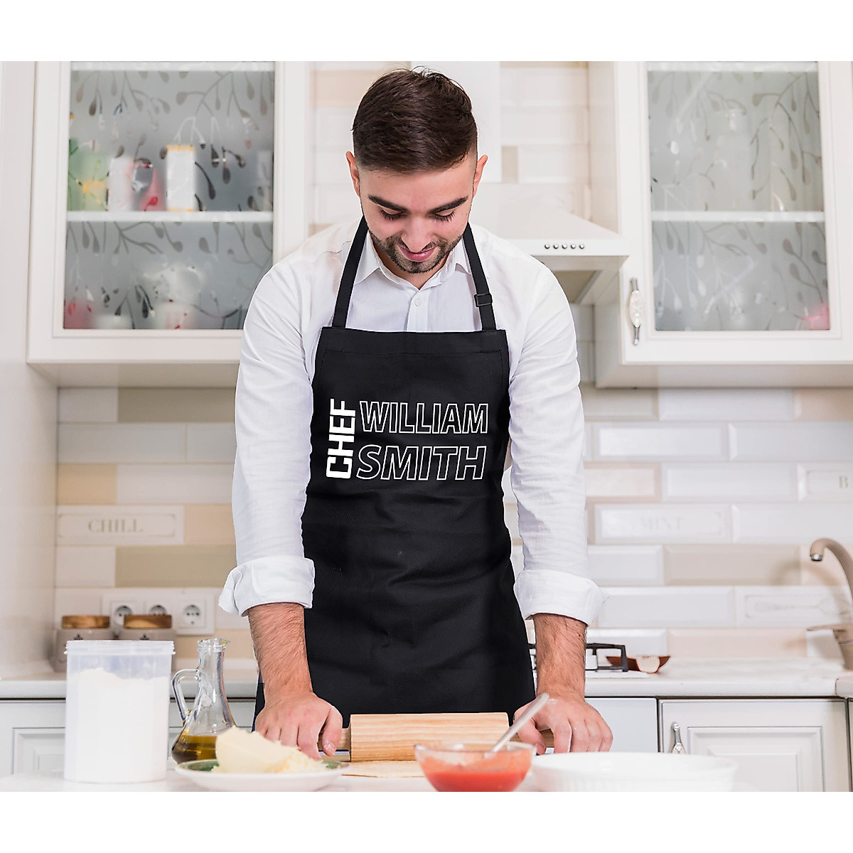 Customizable Chef Apron, Father Christmas Gift, Personalized Mens Gifts Ideas, Grilling Gifts for Men, Apron for Cooking Gift, Customizable Men and Women Chef Apron, BBQ Gifts for Men, Made in USA