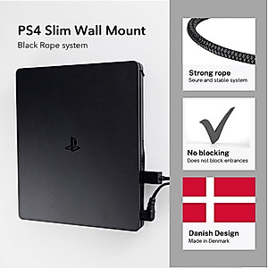 FLOATING GRIP Wall Mount Compatible with PS4 Slim/Playstation 4 Slim (Bundle: Fits PS4 Slim + 2X Controllers)