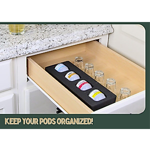 Polar Whale 4 Cocktail Capsule Drawer Organizers Tray Insert Compatible with Keurig DrinkWorks Pods for Kitchen Home Bar Party Waterproof Washable Black Foam 4 Compartment 4.5 x 11.75 Inches
