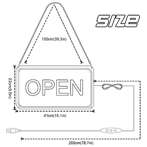 ROLANCHE Open Signs for Business Window, 16"x 9" Neon Open Sign, Bright COB Chip LED Open Sign with ON/OFF Switch, Blue & Pink Open Light Up Sign for Wall, Shop, Hotel, Horizontal