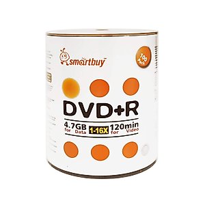 Smartbuy 100-disc 4.7GB/120min 16x DVD+R Logo Top Blank Media Record Disc + Free Micro Fiber Cloth