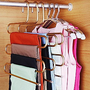 Da Jia Sturdy S-Type Multi-Purpose Aluminum Pants Hangers Closet Space Saving Hangers Storage Rack for Pants Scarf Tie Towel (Golden)