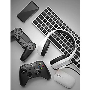 ZIUMIER Z66 White Gaming Headset with Microphone, Wired Over-Ear Headphone for PC PS4 PS5 Xbox One Controller, RGB LED Light, Bass Surround Sound