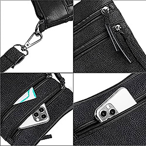 Genuine Leather Small Crossbody Bags for Women Black