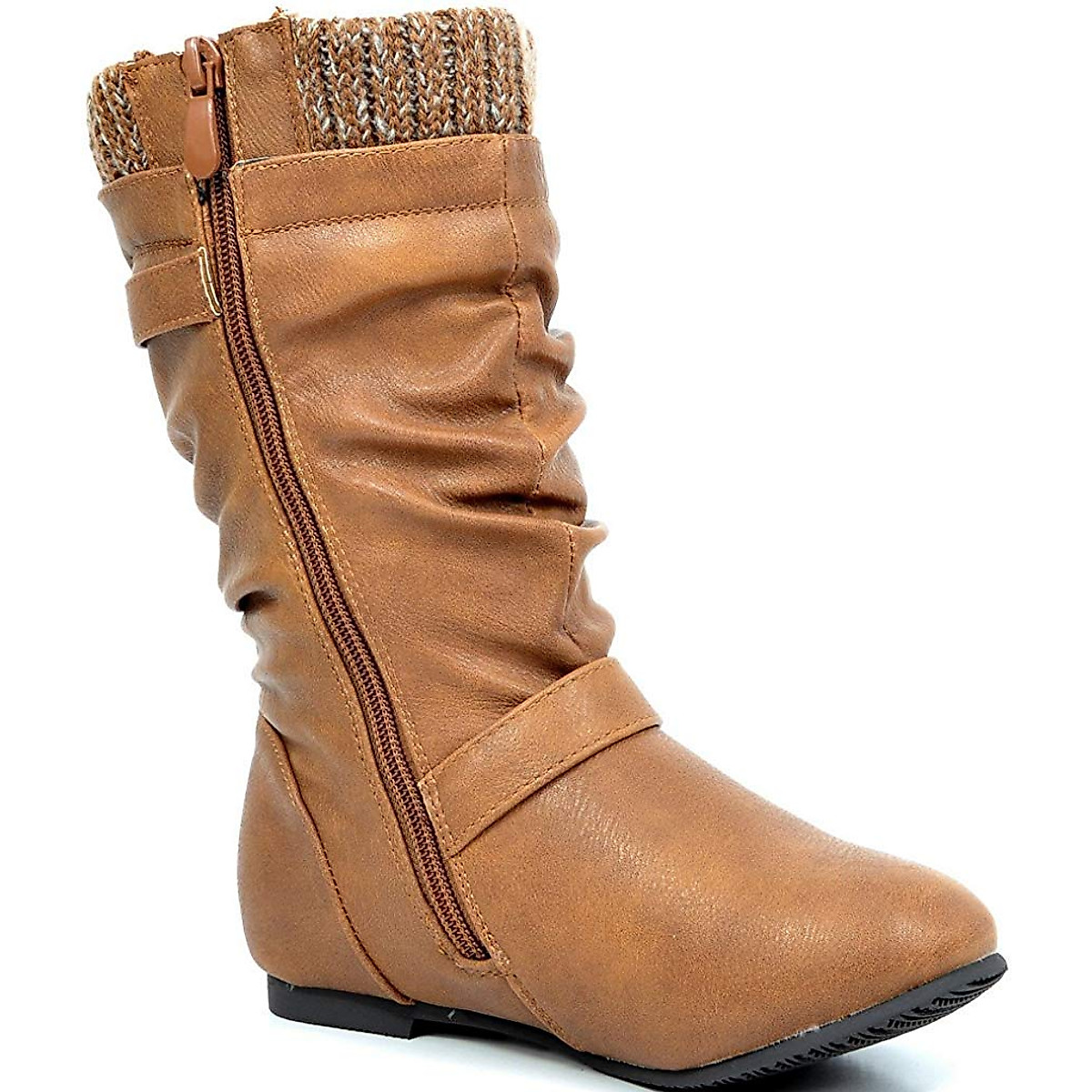 DREAM PAIRS Girl's Faux Fur Lined Knee High Winter Riding Boots(Toddler/Little Kid/Big Kid),Size 1 Little Kid,Camel,KLOUCH