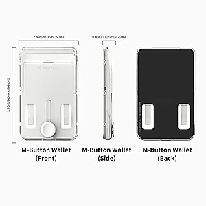 Sinjimoru Pop Up Phone Wallet for MagSafe, Magnetic Phone Credit Card Holder for Back of Cell Phone Case with Quick Access for iPhone 12, 13 & 14 Series. M-Button Wallet Matte Clear
