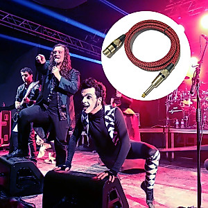 BIFALE XLR Female to 1/4 TS Cable 10ft 2Pack, Nylon Braided Microphone Cable TS 6.35mm Mono Jack Unbalanced Microphone Cable Heavy Duty Mic Cable