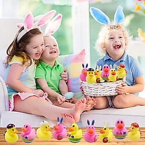 42 Pcs Easter Rubber Ducks,Baby Showers Accessories,Mini 2.16" Bunny Duckies Bath Toys for Kids Fun Bath, Easter Basket Stuffers and Party Favors (Easter)