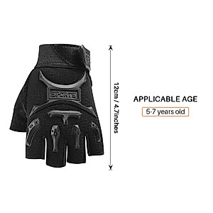 Kids Half Finger Cycling Gloves Non-Slip Fingerless Adjustable Mitten Shock-Absorbing Gloves for Boys Girls Fishing Biking Exercise Training Roller Skating Parkour Outdoor Sports