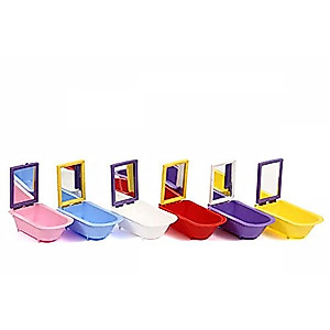 Fit Fly 2 Plastic Birds Cage Bath Basins Mirror Small Bird Bathtubs Parakeet Canary