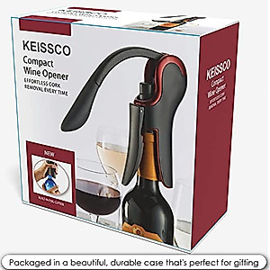 KEISSCO Wine Opener Compact Vertical Corkscrew Wine Bottle Opener with Built-in Foil Cutter