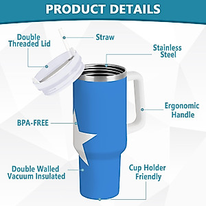 Insulated Stainless Steel Tumbler 40 Oz with Handle and Straw, Somalia Flag Travel Insulated Tumblers