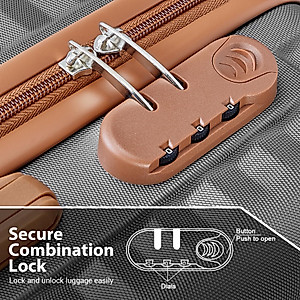 Joyway Carry on Luggage 20 Inch Suitcases with Spinner Wheels, Hard Shell Luggage Sets 3 Piece Travel Suitcase Set with Combination Lock(20-In, Grey Brown)