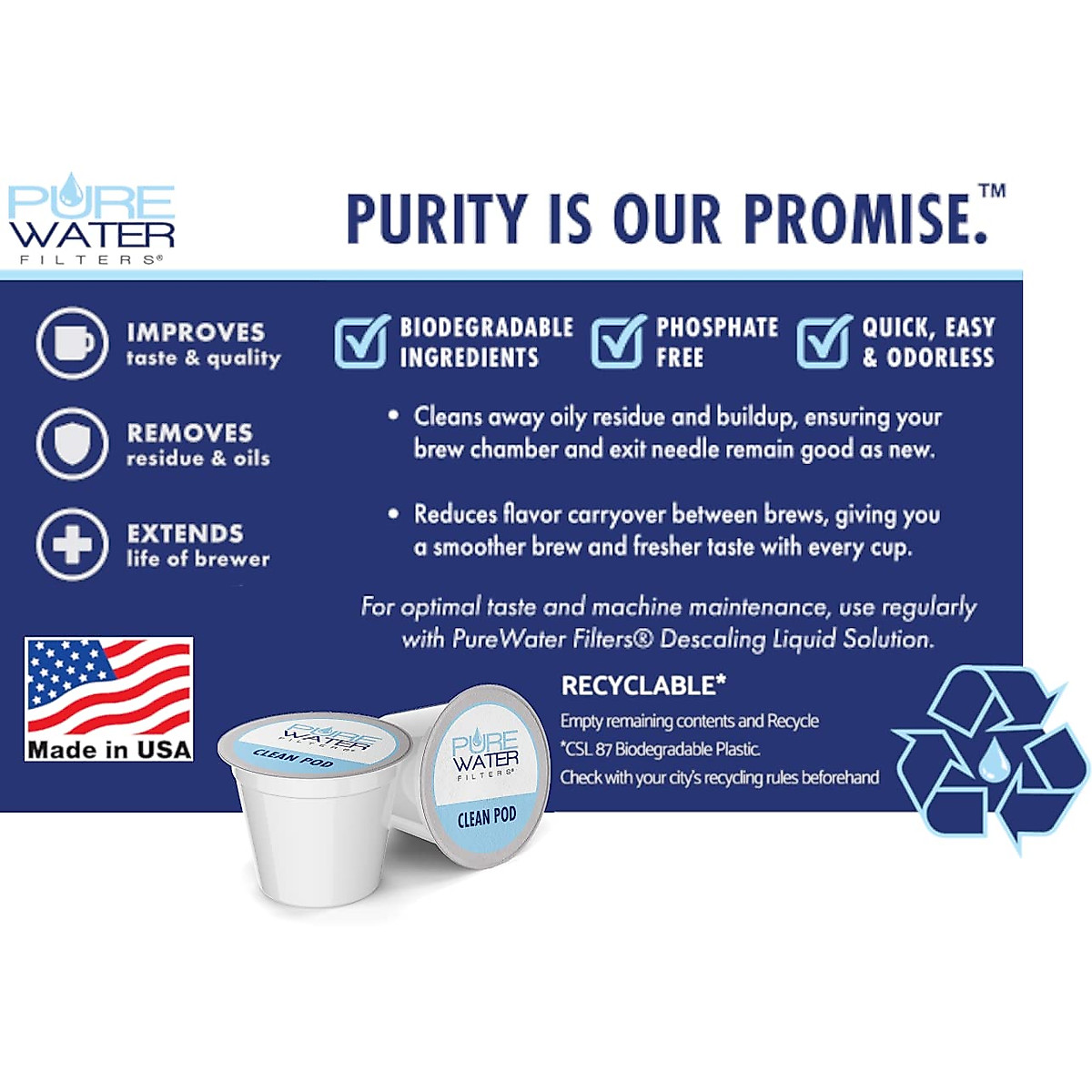 45-Pack Rinse & Clean Pods Compatible with Keurig K-Cup Single-Serve Coffee Brewers - Made in USA - Including Classic/1.0 & 2.0 K-Cup, 15 Count (Pack of 3)