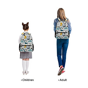 ZZKKO Cute Cartoon Dinosaurs School Backpacks Book Bag for Boys Girls Travel Hiking Camping Daypack Work Laptop Backpack