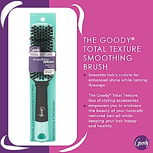 Goody x Total Texture Smoothing Brush - Vegan Boar Bristles Help Condition and Smooths Hair Cuticles for Enhanced Shine Shine - For Natural and Textured Hair - Non-Slip Grip
