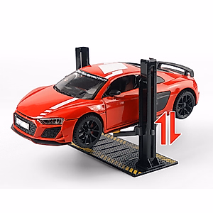 Gilumza Display Case DIY Simulation Scenario Die-cast Model with LED Light, Garage Scene Model for Motorcycle Toy Car Toys Collectibles Assemble (10x6x5inch) (No Acrylic)(No Glass)