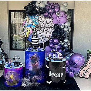Enanal Purple TV Drama Themed Balloon Garland Arch Kit, 151pcs Black and Chrome Purple Silver Balloons with 4D Foil Balloons for Halloween Gothic Themed Party Supplies Birthday Party Decoration