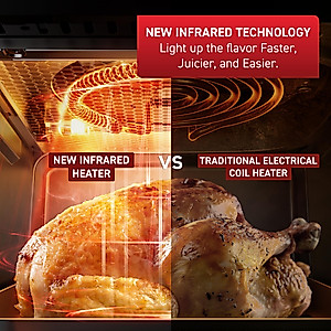 T-fal Infrared Air fryer, Premium Infra-heat Technology, 7 in 1, Extra Crispy, Fast Heat-up, 6.3 Quart, 1550W, Digital Touch screen, Black