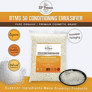 33rd PARALLEL | BTMS 50 (2 oz) Conditioning Emulsifier | 100% Natural Plant Derived | Behentrimonium Methosulfate Cetearyl Alcohol Emulsifying Conditioner | Product of USA (2 Ounces)