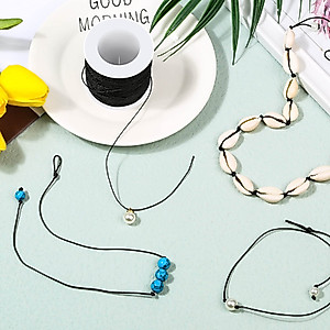 Black Nylon String, Anezus 0.8mm Nylon Thread Chinese Knotting Cord Tarred Twine Outdoor String for Braided Bracelets, Beading, Necklaces, Macrame Craft, Wind Chime, Blinds, Jewelry Making