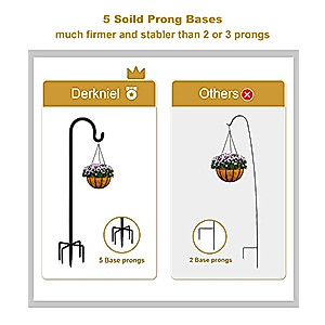 Derkniel Shepherd Hook 108 Inch Tall Heavy-Duty Metal Garden Hanging Pole Stake for Bird Feeder Pole Plant Baskets, Black (1 Pack)