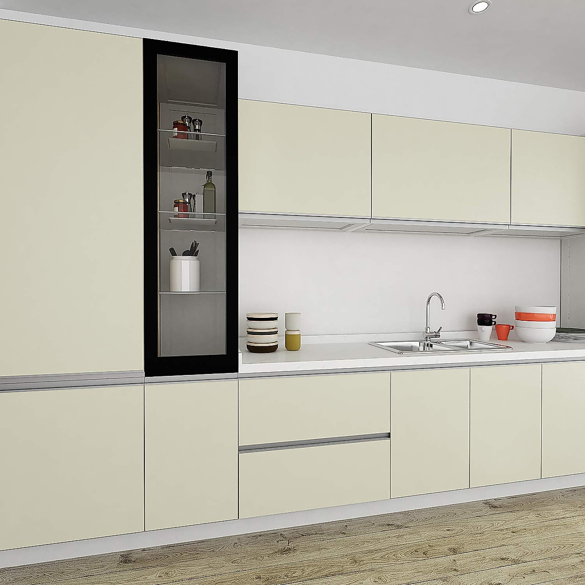 Livelynine Solid Beige Wall Paper for Walls Contact Paper Self Adhesive Wallpaper Peel and Stick Countertops Furniture Adhesive Shelf Liners for Kitchen Cabinets Removable Waterproof 15.8"x78.8"Roll