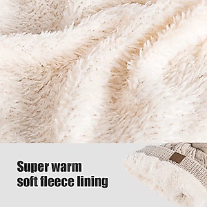 Alepo Womens Winter Beanie Hat, Warm Fleece Lined Knitted Soft Ski Cuff Cap with Pom Pom(Black+Burgundy)