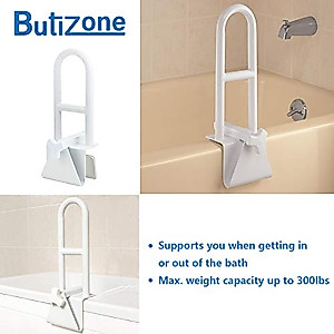 Butizone Bathtub Safety Rail, Medical Adjustable Tub Grab Bar Handle Clamp Safety Handrail Support for Seniors and Elderly