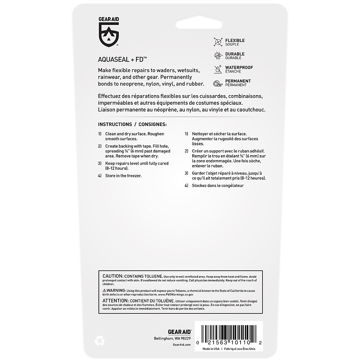 GEAR AID Aquaseal FD Flexible Repair Adhesive for Outdoor Gear and Vinyl, Clear Glue, 0.75 oz, Model:10110