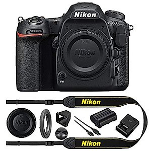 Nikon D500 20.9 MP CMOS DX Format Digital SLR Camera Body (1559B) with 4K Video - (Renewed)