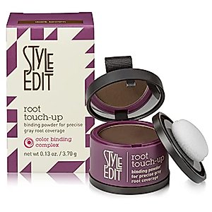 Root Touch Up Powder for Dark Brown Hair by Style Edit | Cover Up Hair Color for Grays and Roots Coverage | Root Concealer for Dark Brown Hair | Mineral Infused Binding Hairline Powder | 0.13 oz. Tub
