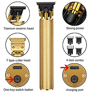 Hair Clippers for Men,Cordless Rechargeable Hair Trimmer Metal Body Cutting Grooming Kit Beard Shaver Barbershop Professional