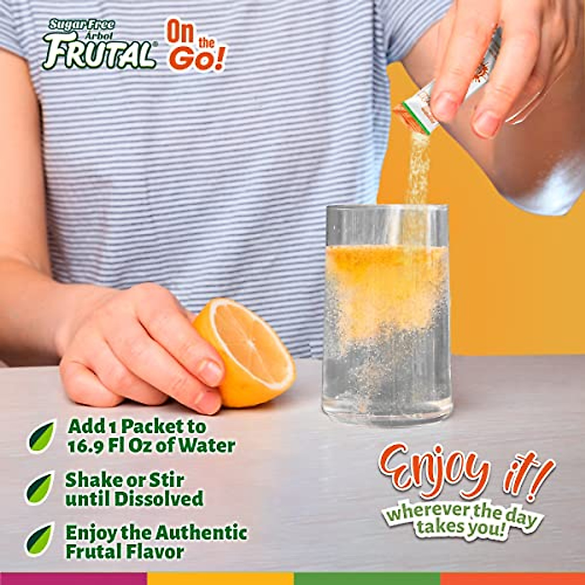 Powdered Drink Mix Variety Pack, Sugar Free! – Fruity flavors - Summer Colada, Tangy Limeade, Citrus Punch & Tropical Berries Packets (30 Count of Stick Packs) - Frutal On-The-Go!