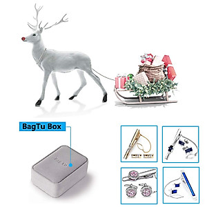 BagTu Crystal Galaxy Cufflinks and Tie Clip Set with Gift Box and Greeting Card, Round Dark Blue Cufflinks and Tie Clip Gift Set for Men