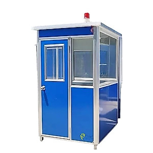Portable Security Guard Cabin, Outdoor Modern Security Booth with Alarm Light