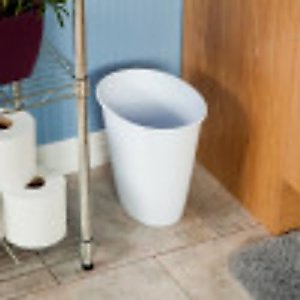 Sterilite 1.5 Gallon Oval Vanity Wastebasket, Small, Open Top Trash Can for the Bathroom, Bedroom, Dorm Room or Office, Plastic, White, 12-Pack