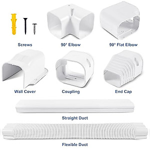 KuriProtect 3"W 10Ft Decorative PVC Line Set Cover Kit for Mini Split Lineset Cover Kit for Air Conditioner & Heat Pump (White)