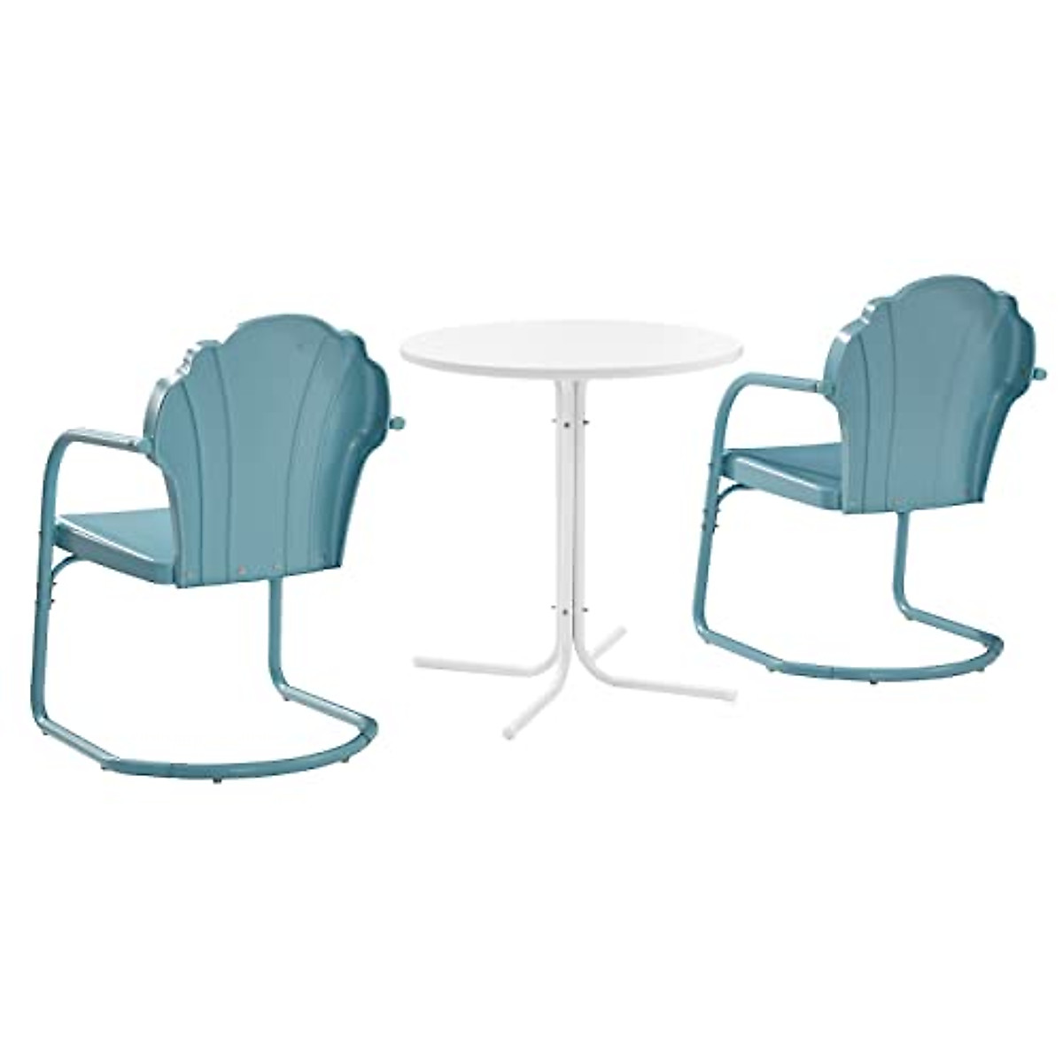 Crosley Furniture KO10010BL Tulip 3-Piece Outdoor Metal Bistro Set, Pastel Blue Satin