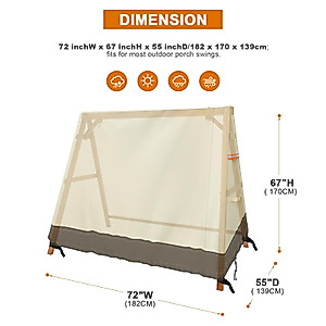 Outdoor Hammock Swing Cover A Frame 420D Waterproof Patio Porch Swing Chair Cover UV Resistant Weather Protector Patio Furniture Cover 72x67x55 Inch, Beige