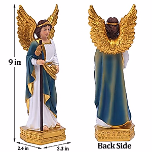 QIANLING 8in Archangel Raphael Statue, Catholic Gift Archangel Raphael Figurines, Religious Cure Archangel Raphael Statues, Suitable for Religious and Home Decor Filling Indoor Space