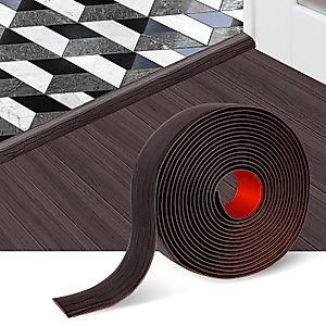Floor Transition Strip Floor Cover Strips Self Adhesive Flooring Transitions Laminate Floor Strip 2" Wide Vinyl Floor Flat Divider Strip Elegant Wood Grain Design (5cm, 20Ft, Black Walnut)